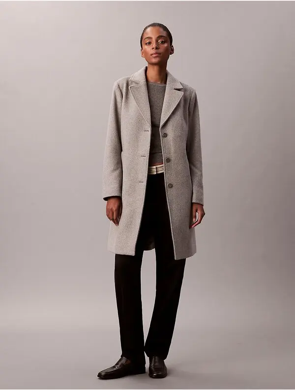 Calvin Klein Wool-blend Tailored Coat - Grey Melange