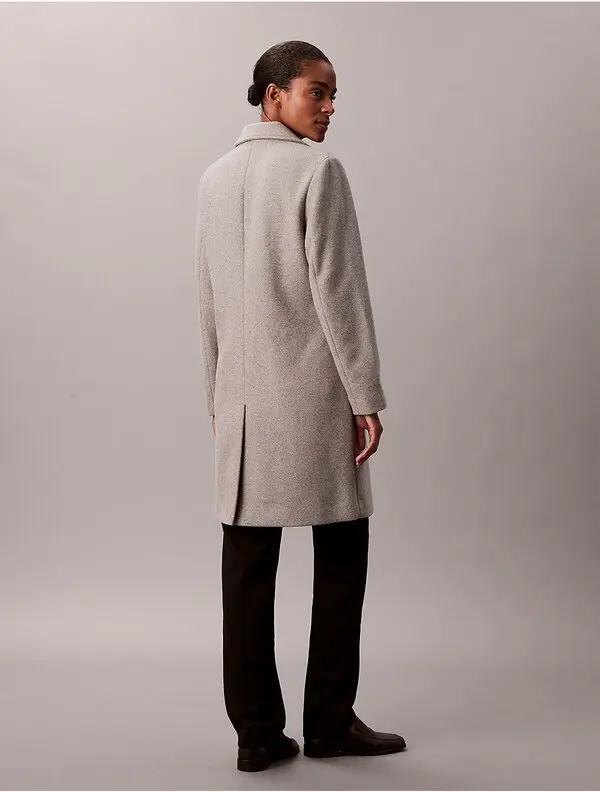 Calvin Klein Wool-blend Tailored Coat - Grey Melange