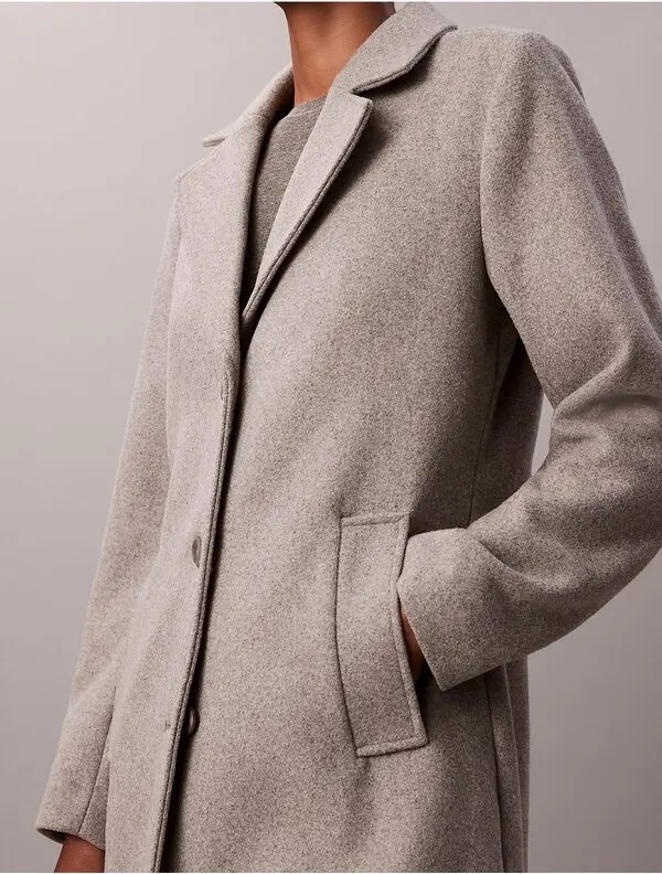 Calvin Klein Wool-blend Tailored Coat - Grey Melange