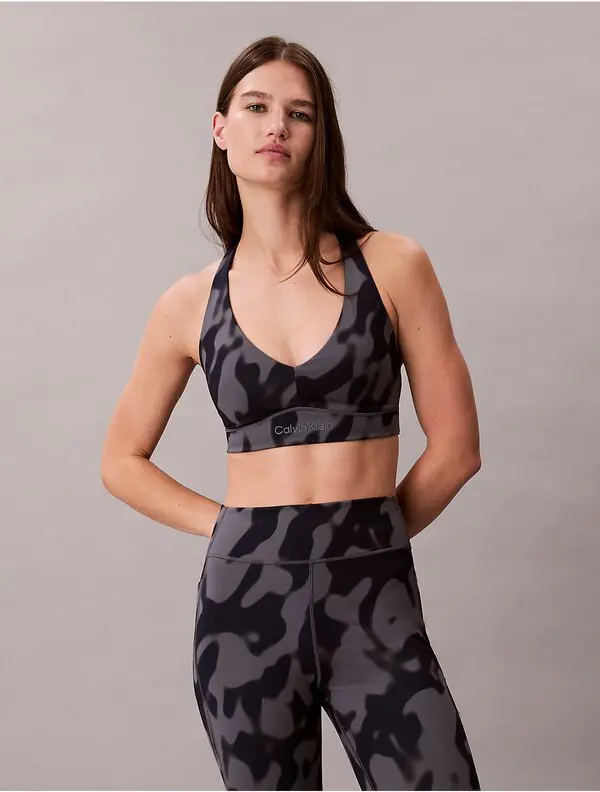 Calvin Klein Soft Sport Medium Impact Sports Bra - Giga Smoked Camo / Turbulence