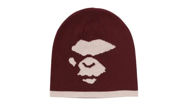 BAPE Mad Face Knit Cap - Burgundy