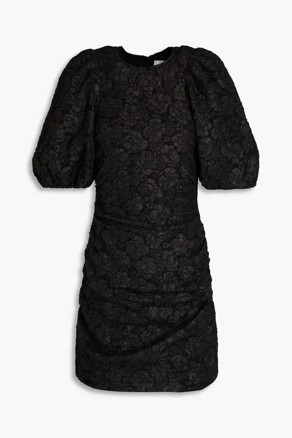 GANNI Cloqué Mini Dress - Black