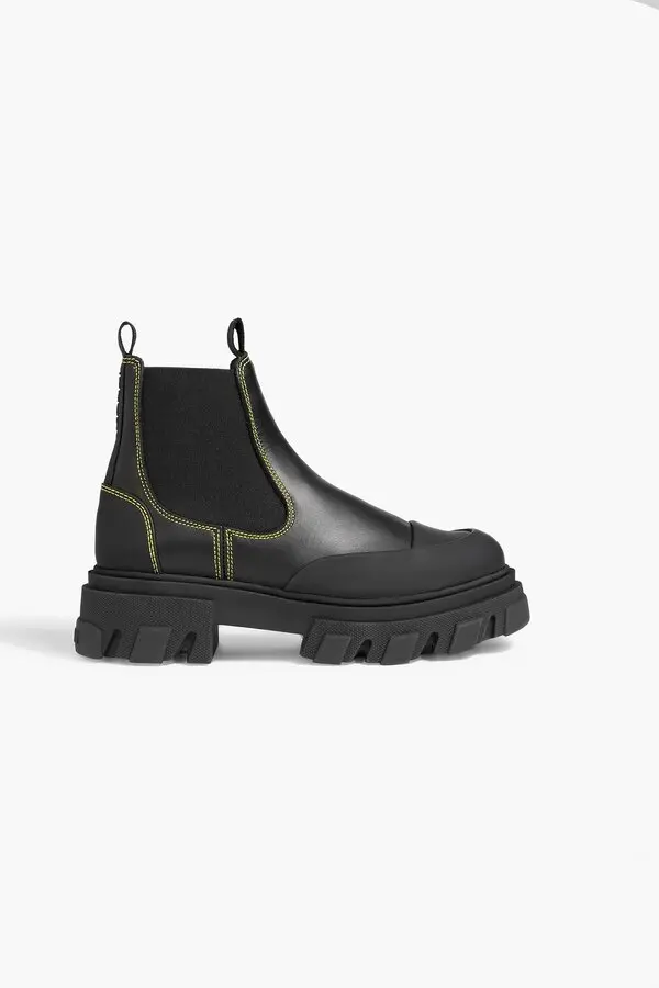 GANNI Leather Chelsea Boots - Black