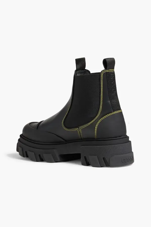 GANNI Leather Chelsea Boots - Black