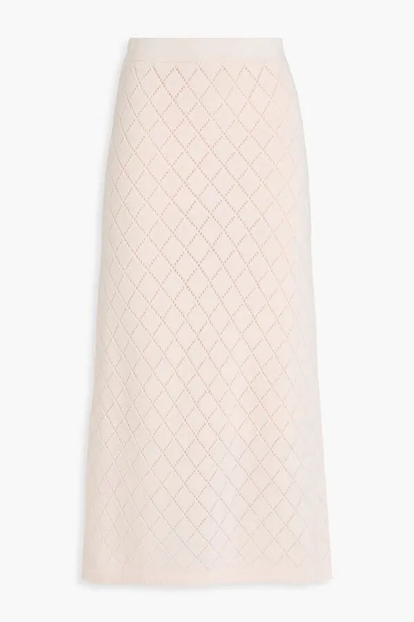 Zimmermann Pointelle-knit Wool Midi Skirt - Blush