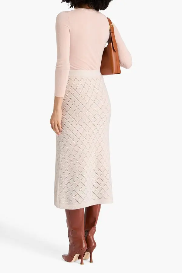 Zimmermann Pointelle-knit Wool Midi Skirt - Blush