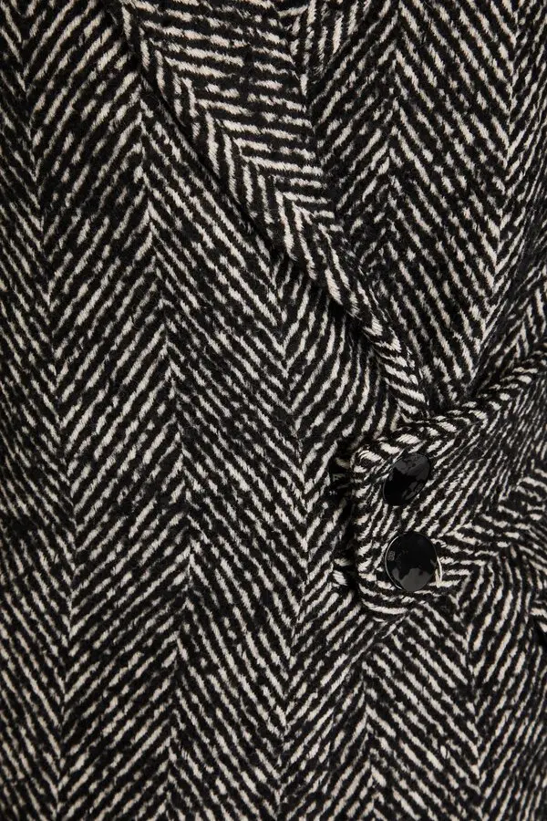 GANNI Belted Herringbone Twill Coat
