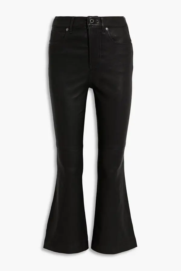 Veronica Beard Carson Leather Flared Pants
