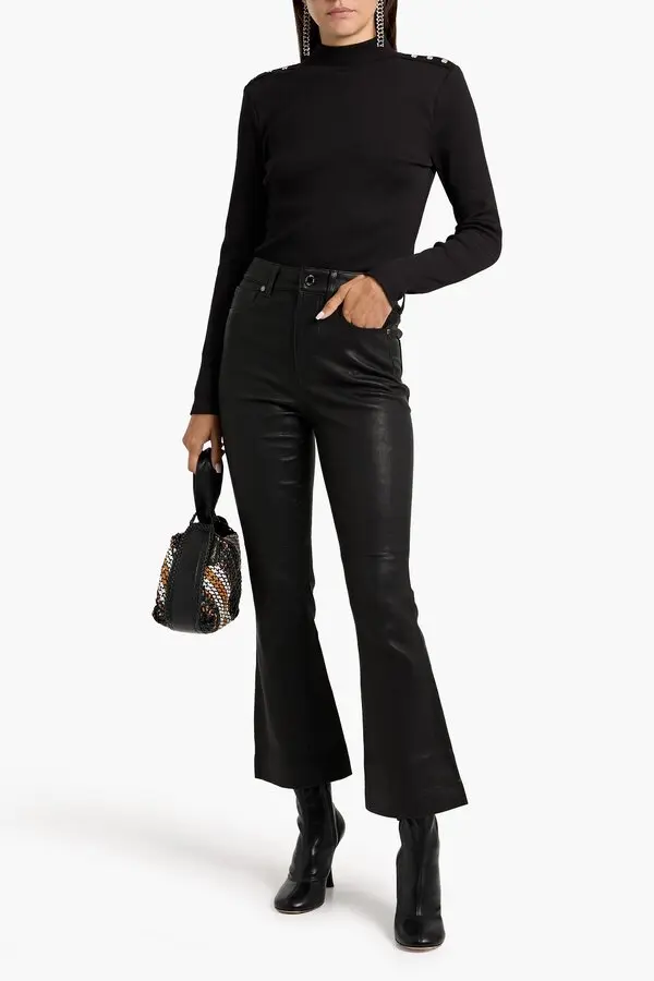 Veronica Beard Carson Leather Flared Pants