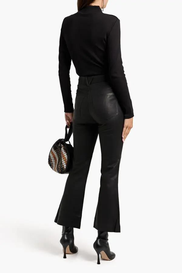 Veronica Beard Carson Leather Flared Pants
