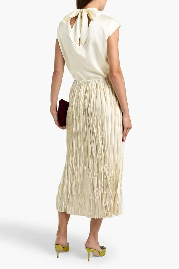 Veronica Beard Leilany Draped Silk-blend Satin Top - Ivory