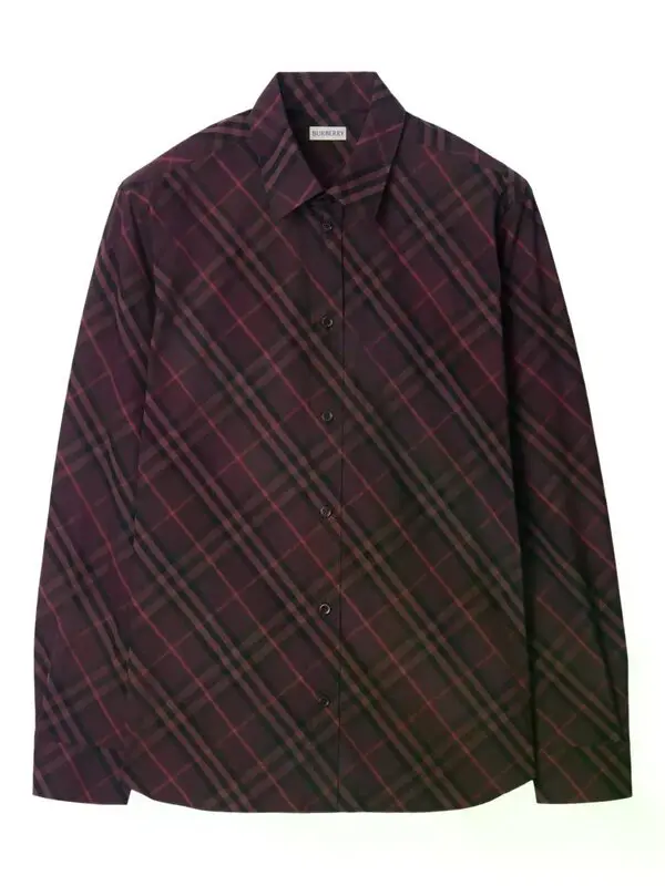 Burberry Check Cotton Shirt - Purple
