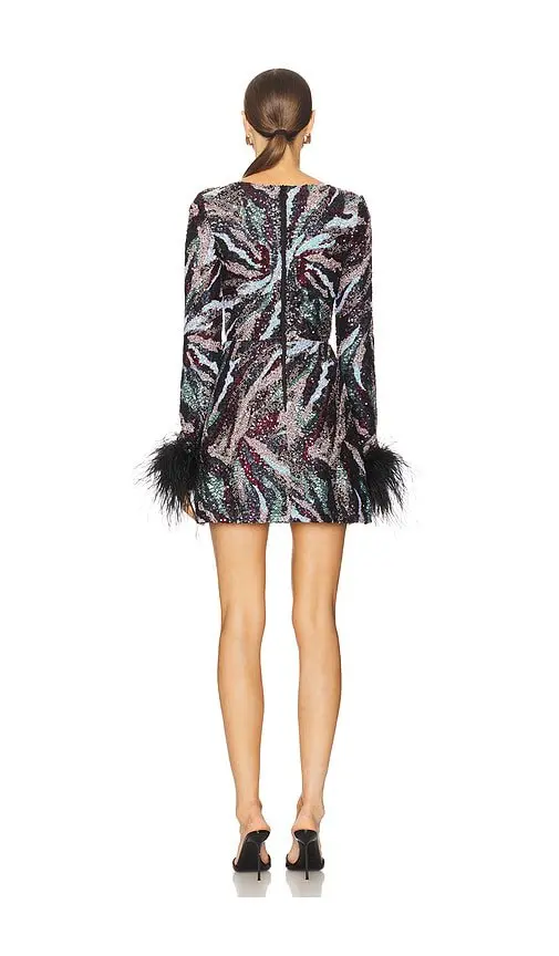 BRONX BANCO Sequin Feather Mini Dress