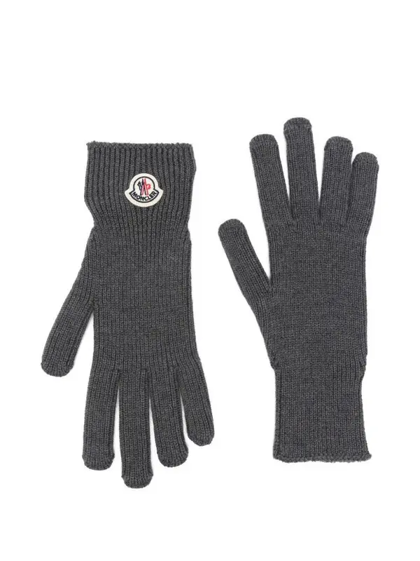 Moncler Ribbed-knit Gloves - Grey
