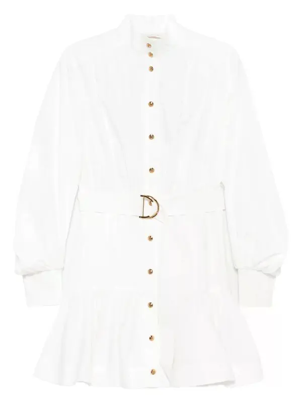 Zimmermann Belted Button-front Mini Dress - White