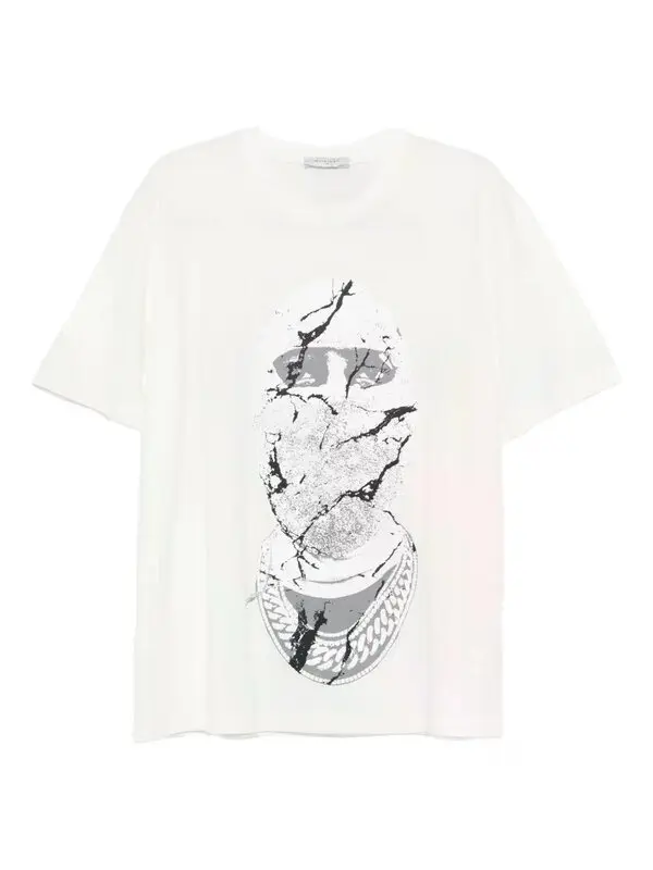 IH NOM UH NIT Cracked-face Print T-shirt - White