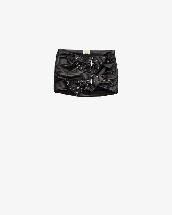 Isabel Marant Chani Draped Leather Mini Skirt - Black