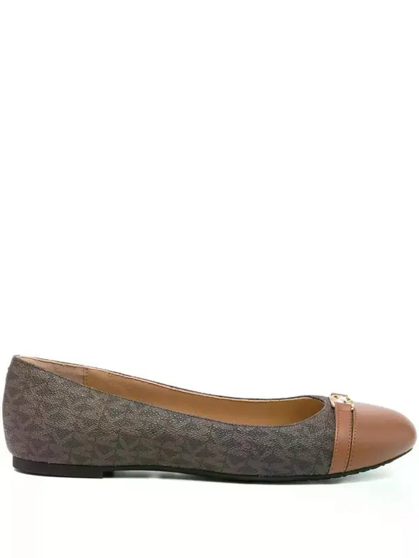 Michael Kors Monogram Logo Plaque Ballet Flats - Brown
