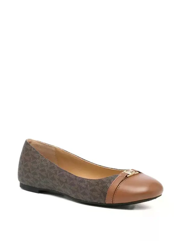 Michael Kors Monogram Logo Plaque Ballet Flats - Brown
