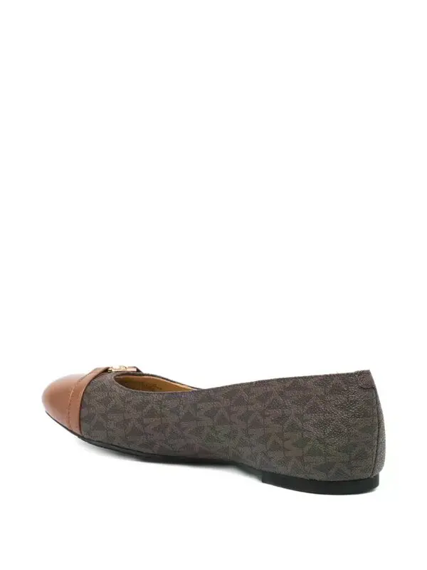 Michael Kors Monogram Logo Plaque Ballet Flats - Brown
