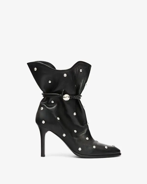 Isabel Marant Lolya Leather Ankle Boots - Black/silver
