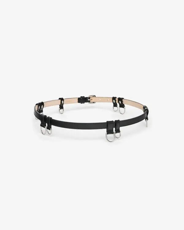 Isabel Marant Chelsea Leather Belt - Black/silver