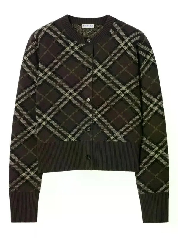 Burberry Check-pattern Cashmere Cardigan - Brown