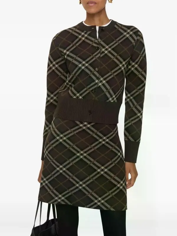 Burberry Check-pattern Cashmere Cardigan - Brown