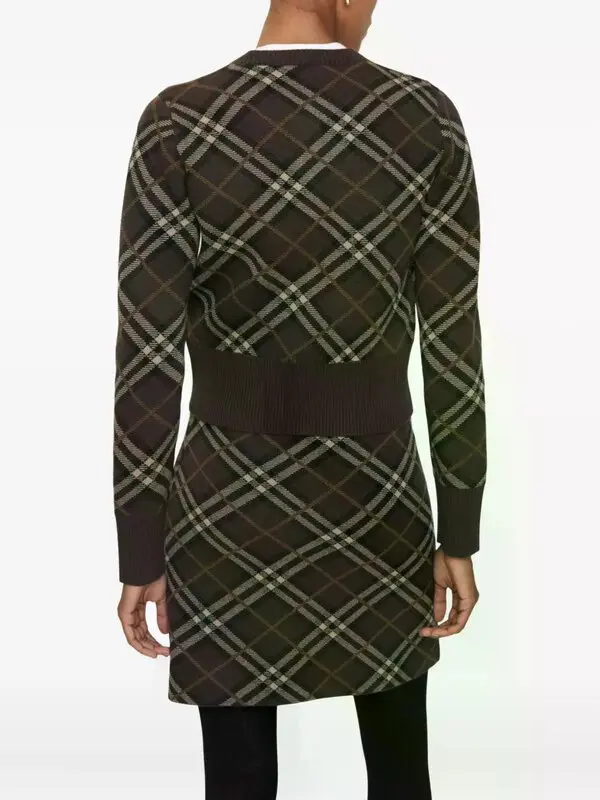 Burberry Check-pattern Cashmere Cardigan - Brown