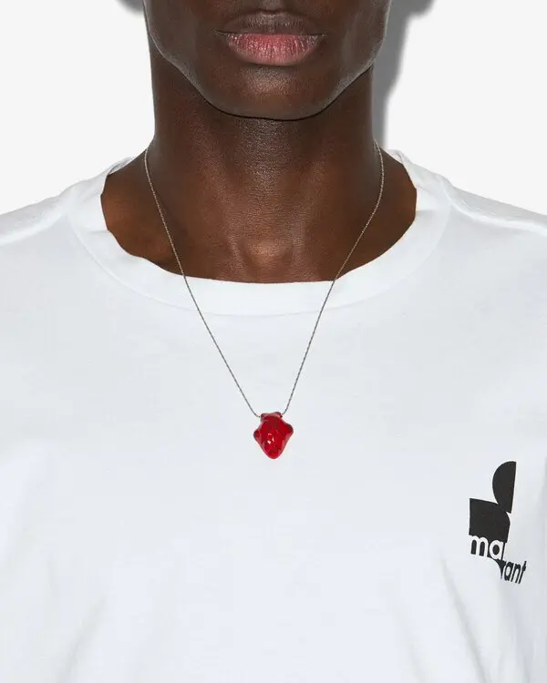 Isabel Marant On My Heart Necklace - Red/silver