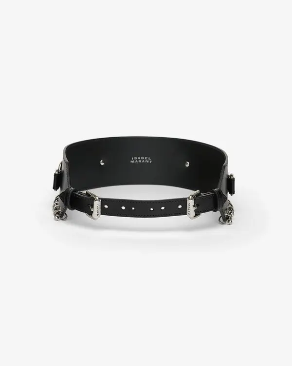 Isabel Marant Brighton Wide Leather Belt - Black/silver