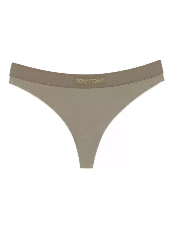 TOM FORD Logo-embroidered Thong - Green