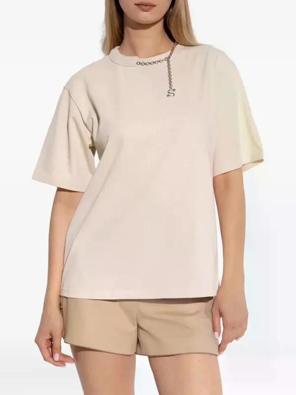 Sportmax Chain-embellished T-shirt - Neutrals