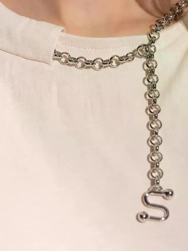 Sportmax Chain-embellished T-shirt - Neutrals