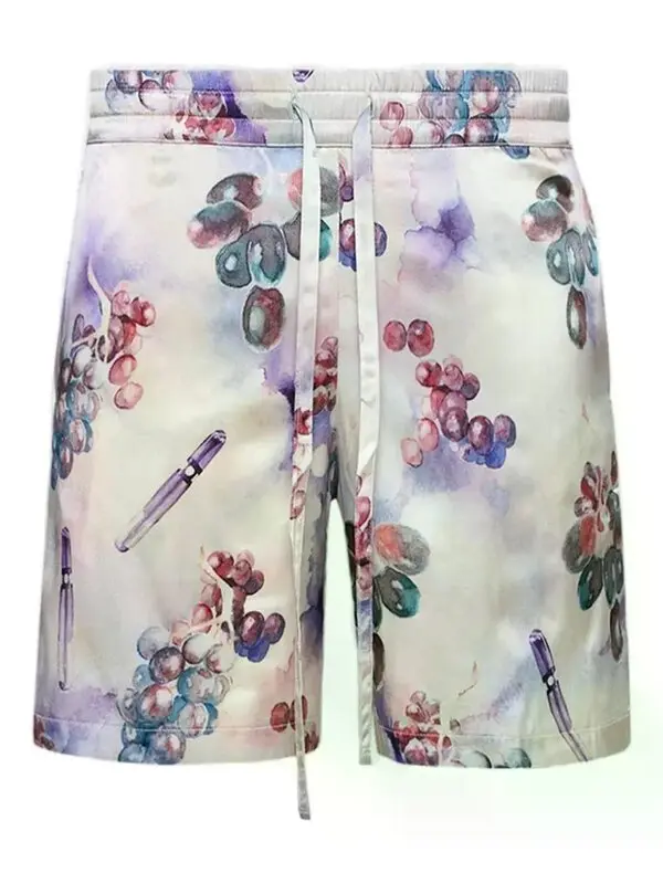 NAHMIAS Grape-print Silk Shorts - White