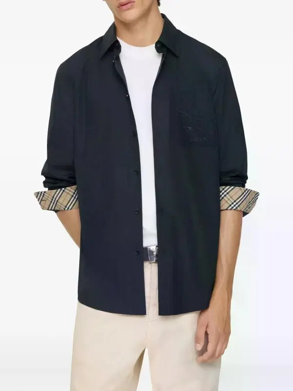 Burberry Equestrian-knight Embroidered Shirt - Blue
