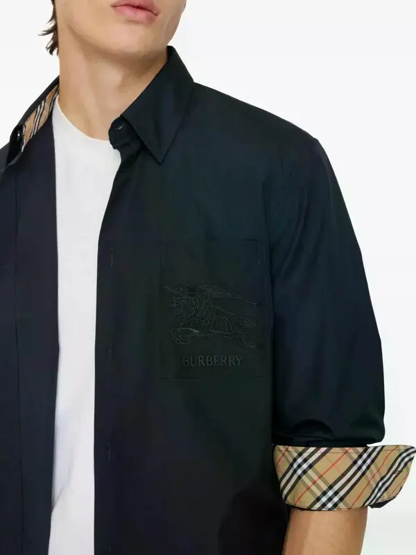 Burberry Equestrian-knight Embroidered Shirt - Blue