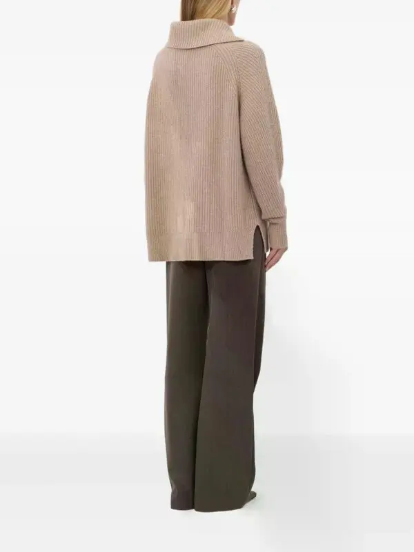 Loulou De Saison Cecil Ribbed-stand Collar Sweater - Neutrals