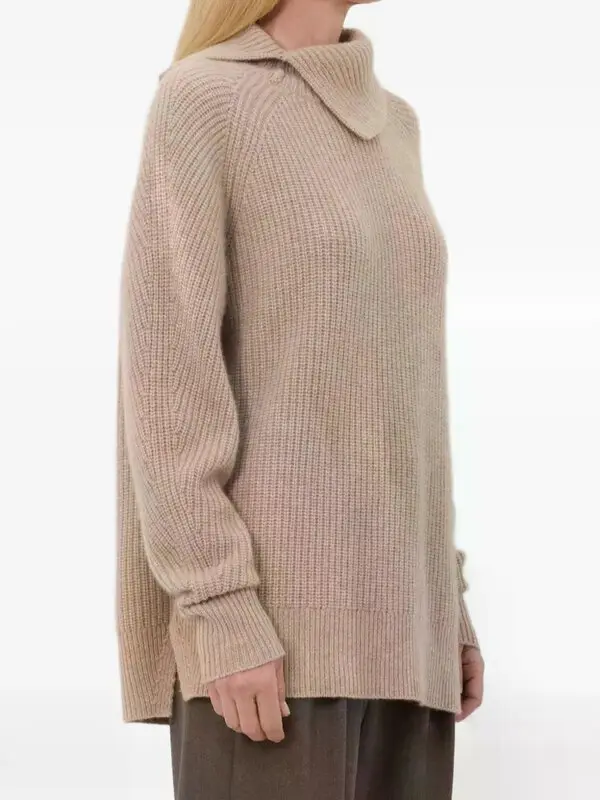 Loulou De Saison Cecil Ribbed-stand Collar Sweater - Neutrals