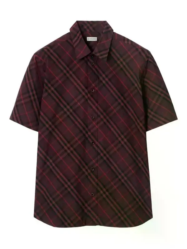 Burberry Check Cotton Shirt - Purple