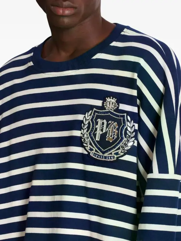 Balmain Emblem Striped Sweatshirt