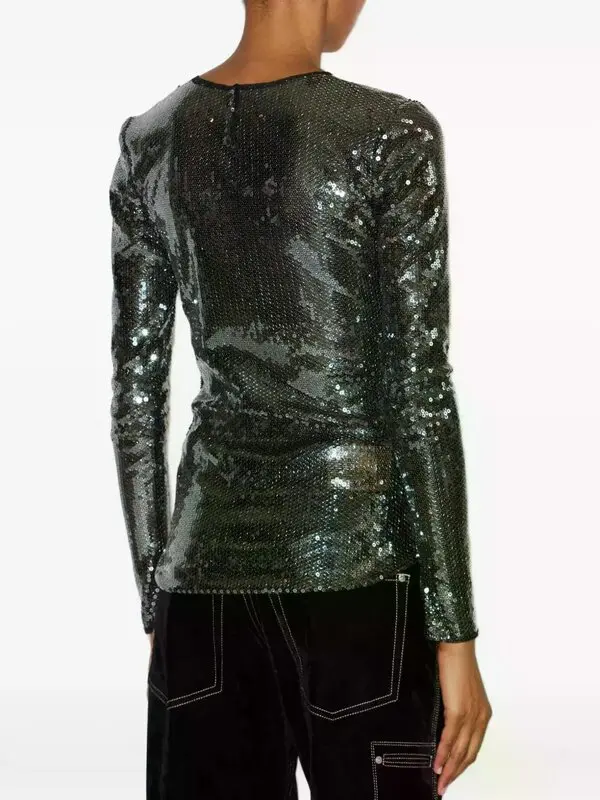Isabel Marant Sequin Embellished Long-sleeve Top - Black