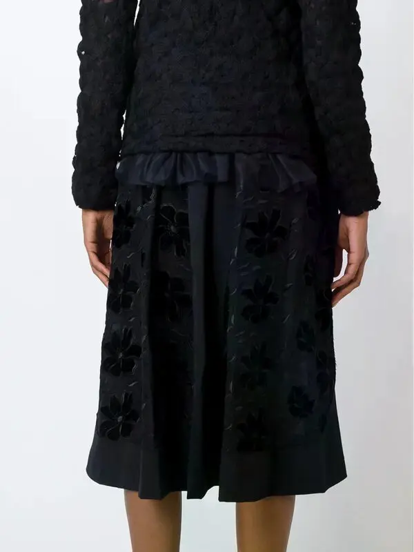 Comme Des Garçons Embroidered Flared Skirt