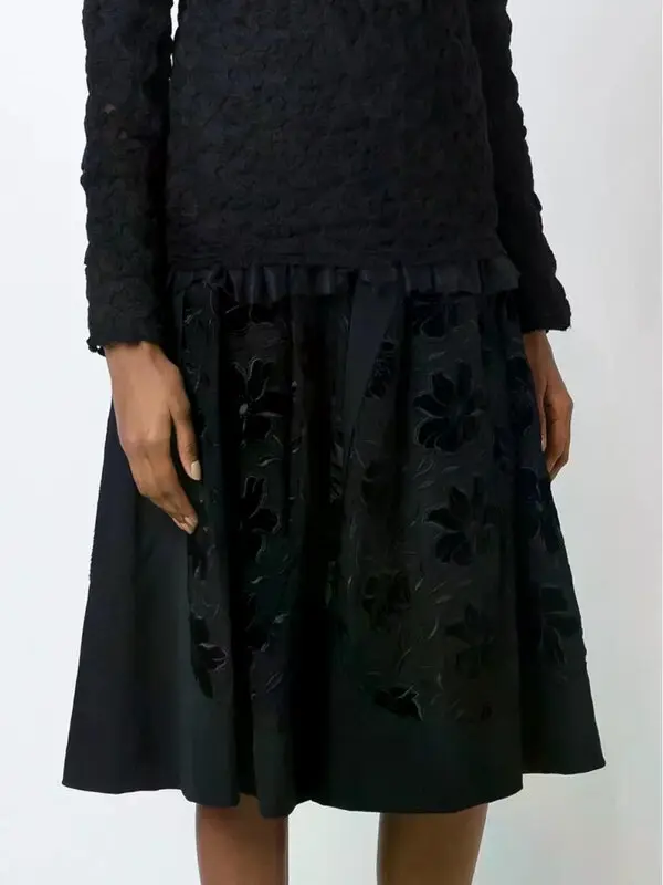 Comme Des Garçons Embroidered Flared Skirt