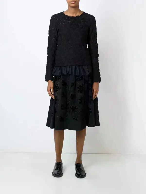 Comme Des Garçons Embroidered Flared Skirt