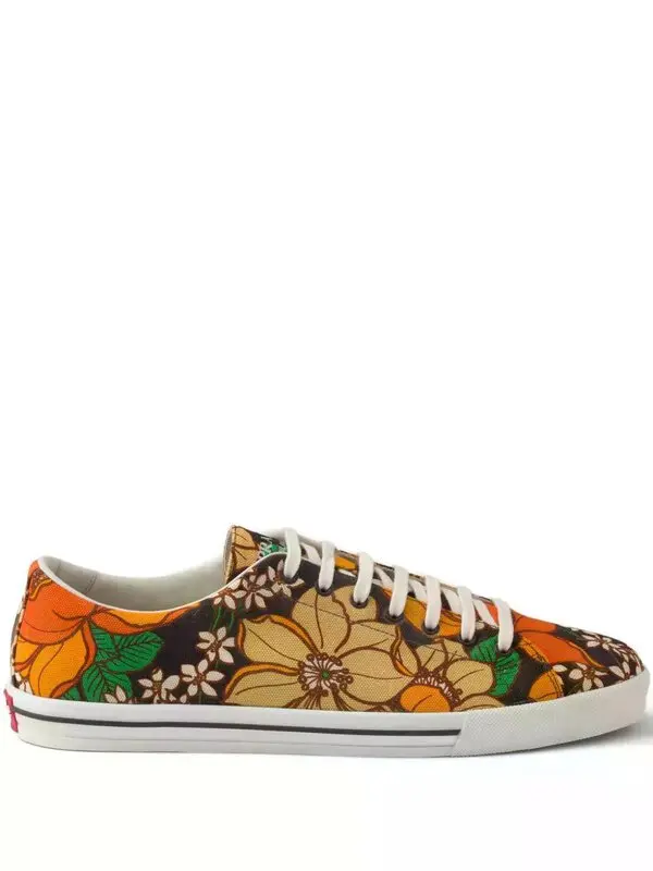 Prada Floral-print Canvas Sneakers