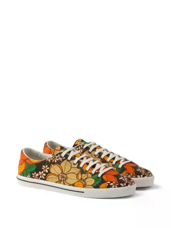 Prada Floral-print Canvas Sneakers