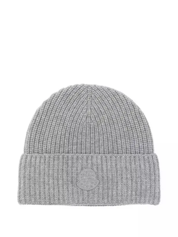 Moncler Cashmere Logo-patch Beanie - Grey