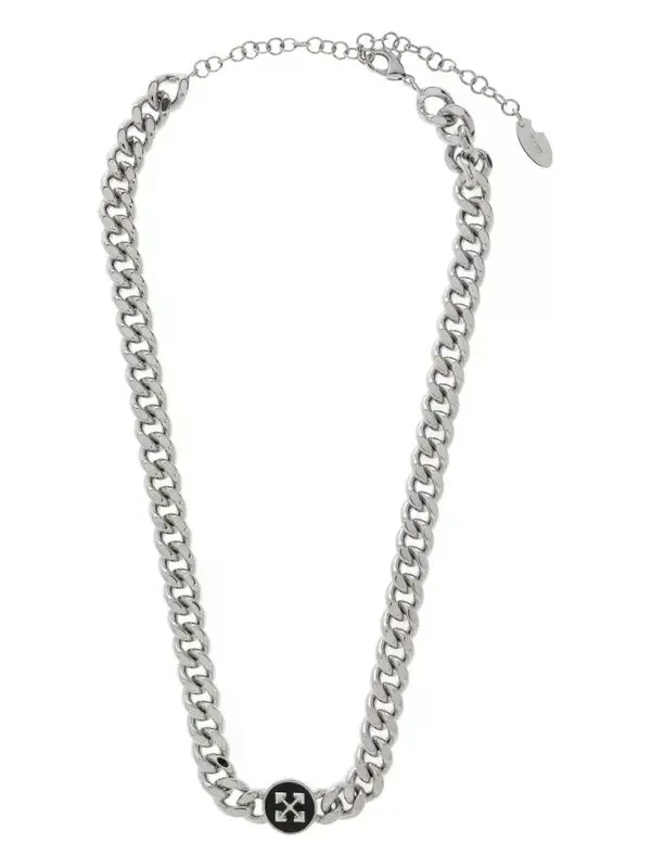 Off-White Arrows Charm Curb-chain Necklace - Silver