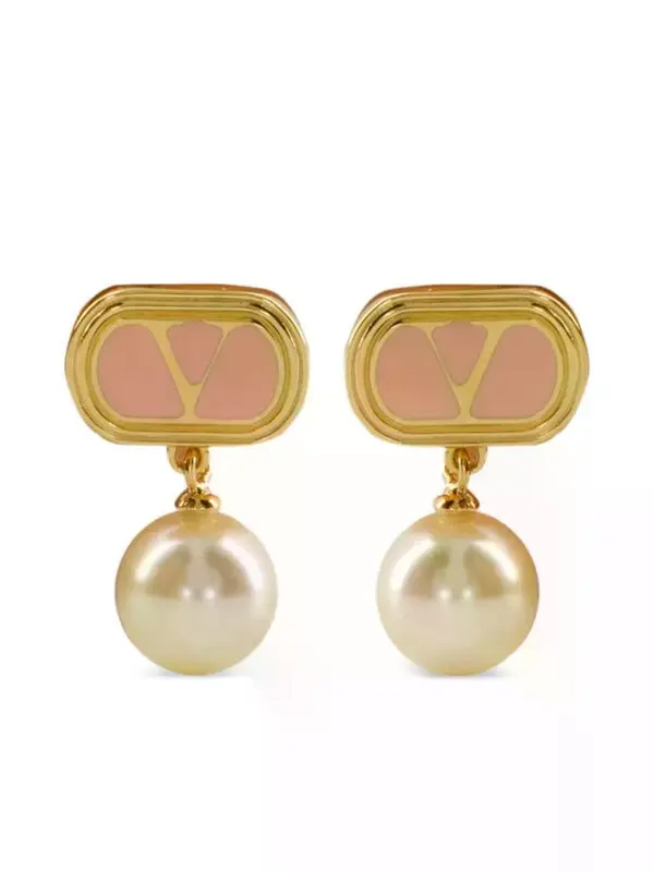 Valentino Garavani Vlogo Signature Pearl Earrings - Gold